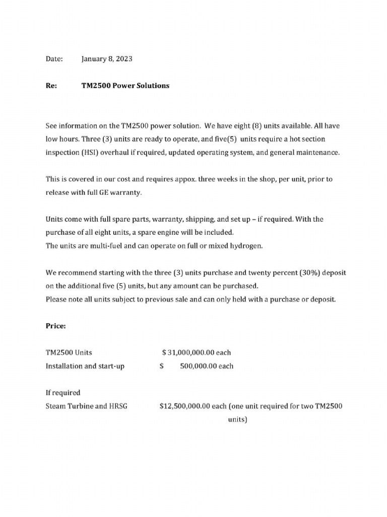 TM2500 Power Solutions | PDF