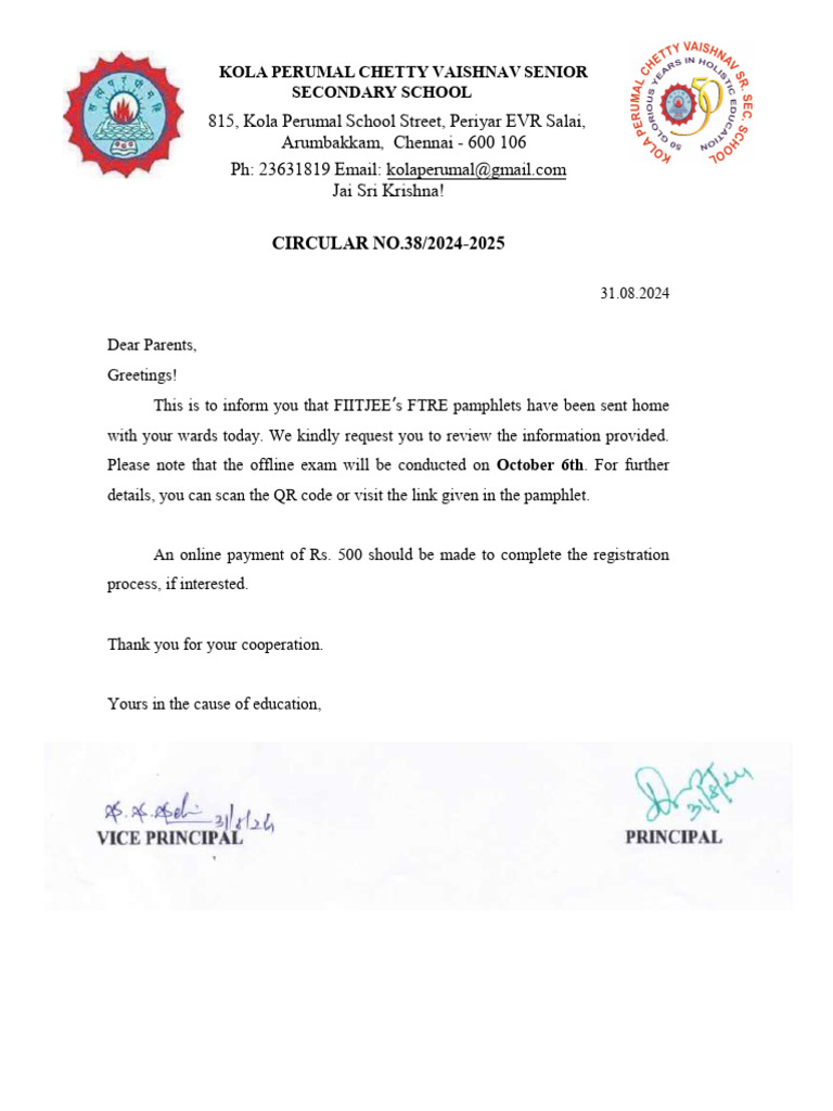 Fiitjee Circular | PDF