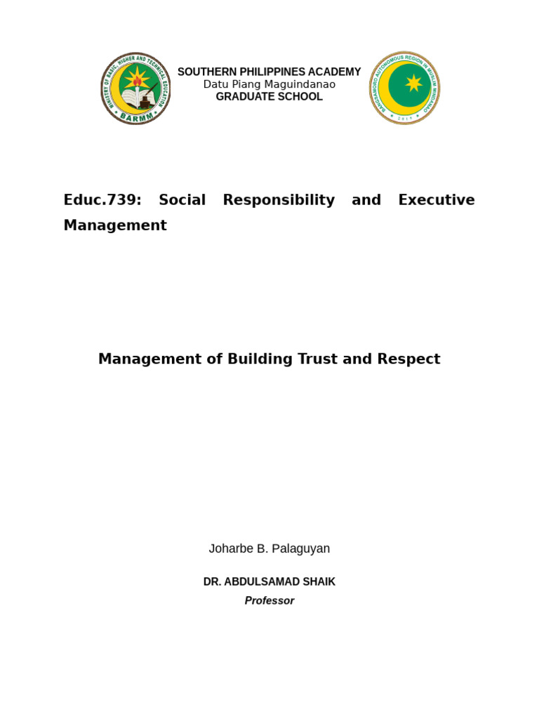 Management in Building Trusr and Respect | PDF | Communication | Career ...