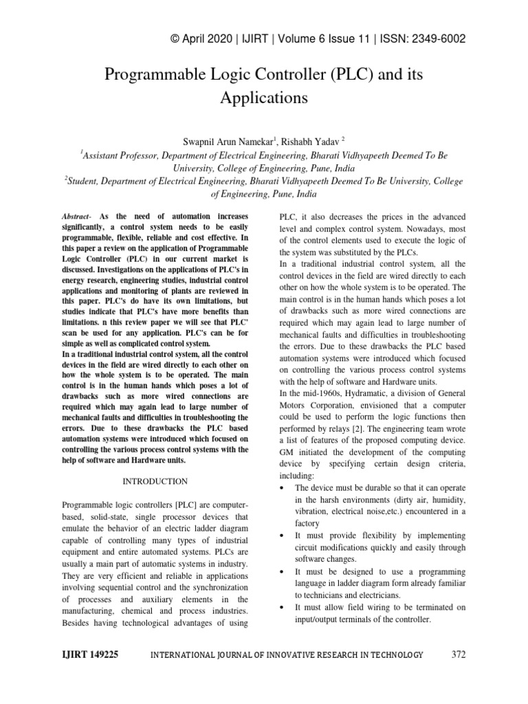 Programmable Logic Controller PLC and It | PDF