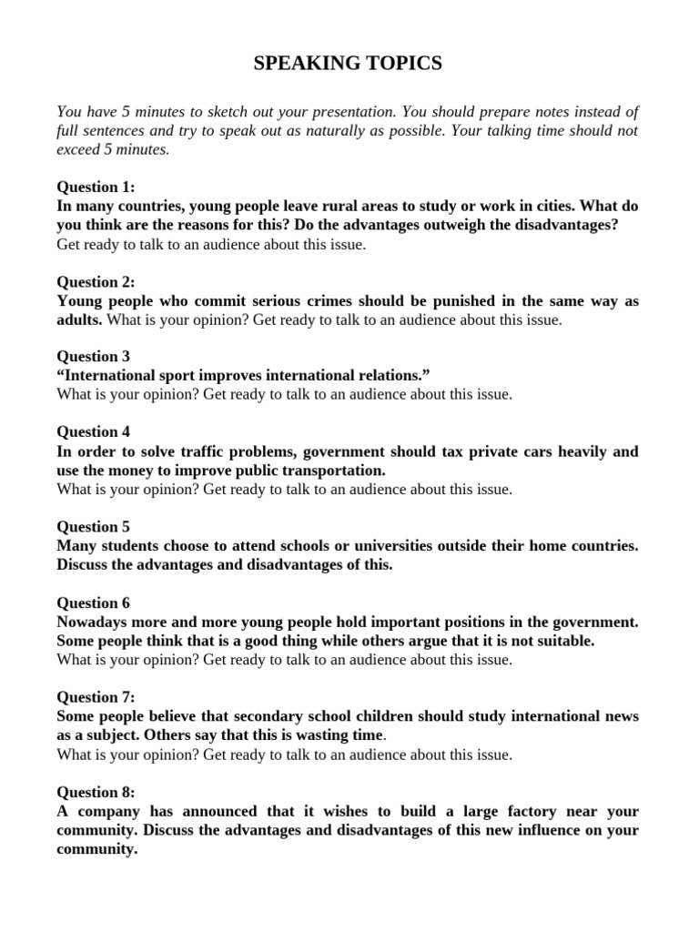 Topic Speaking | PDF | Social Science