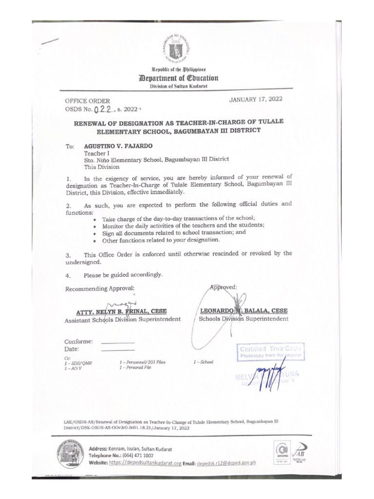 Batch 5 TIC Designation Orders 2022 2023 | PDF