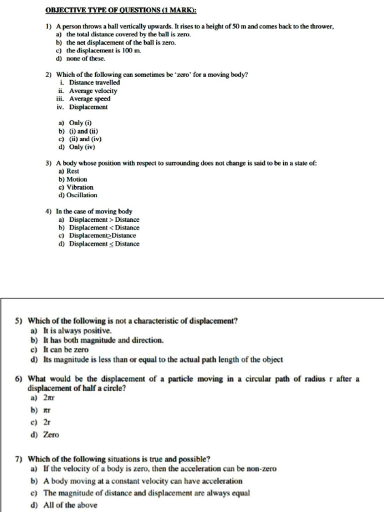 PHYSICS - Motion Worksheet | PDF