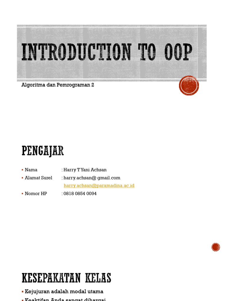 #01. Introduction To OOP | PDF