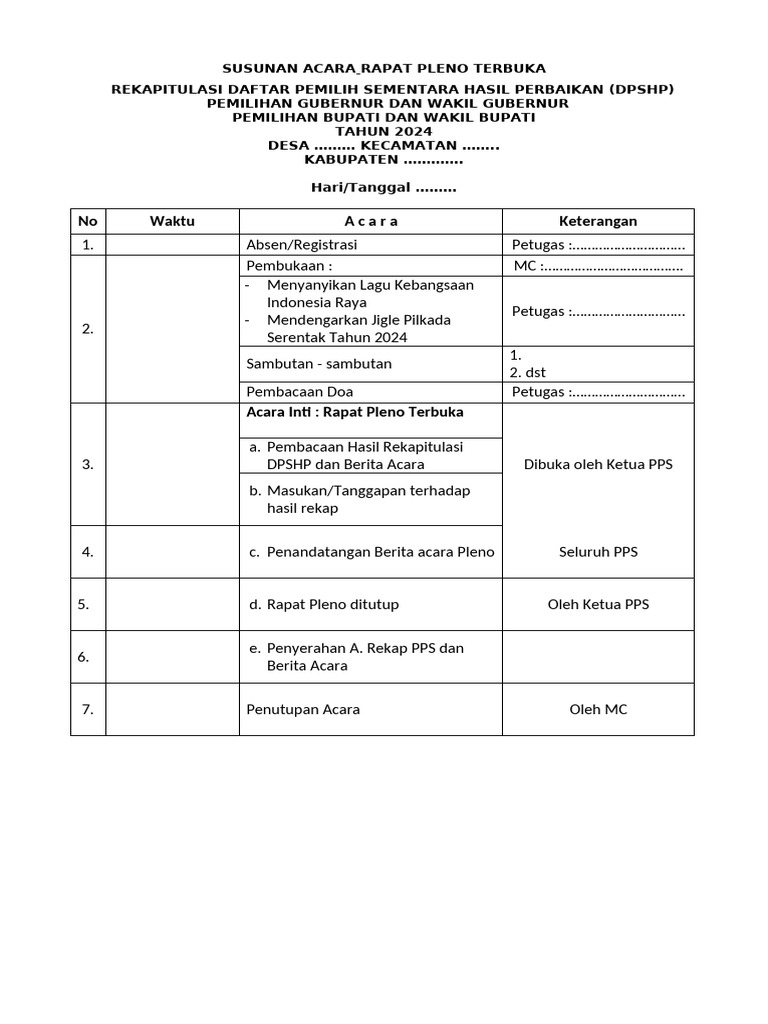 Rapat Pleno DPSHP Pilkada 2024 | PDF