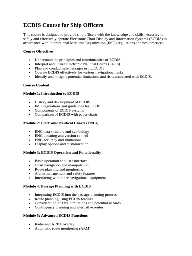 ECDIS Course For Ship Officers | PDF | Technology & Engineering
