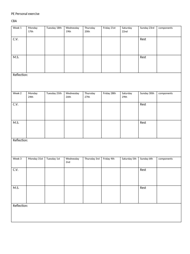 CBA PE Personal Exercise | PDF