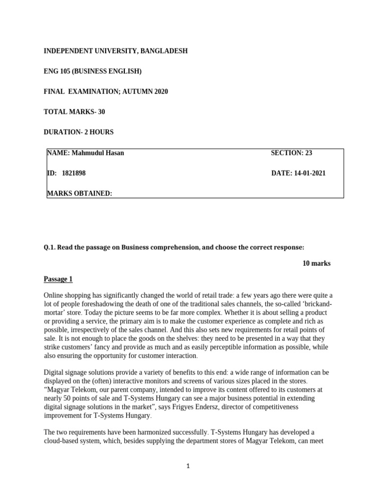 ENG105 Final Section23 | PDF