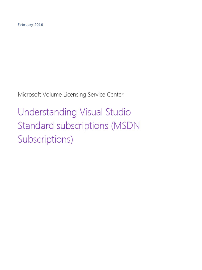Understanding Visual Studio Subscriptions Administration Guide For VLSC ...