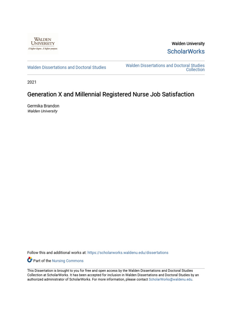 Generation X and Millennial Registered Nurse Job Satisfaction | PDF ...