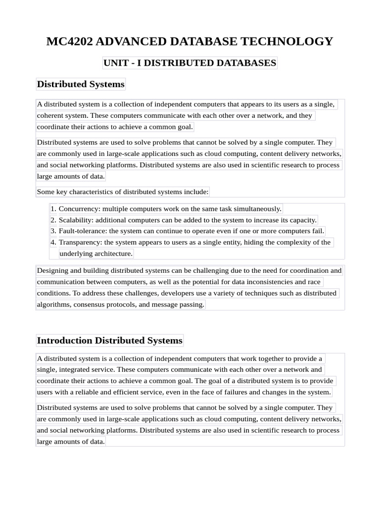 MC4202 Advanced Database Technology | PDF