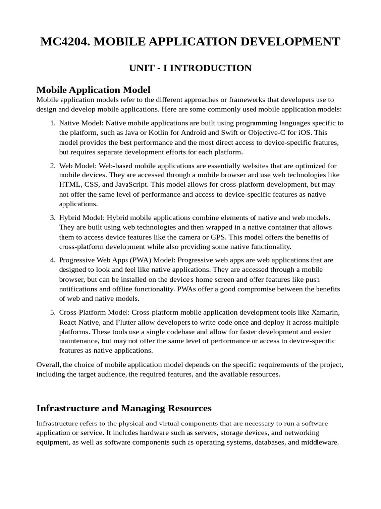 MC4204 Mobile Application Development | PDF