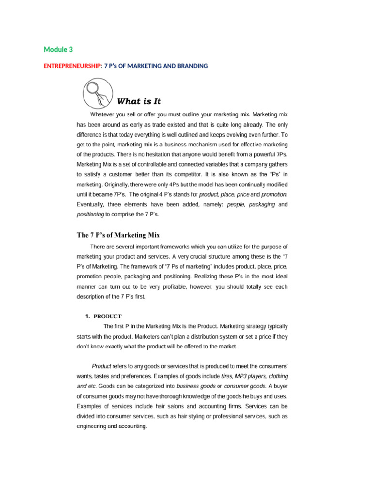 ACTIVITY 3 MODULE 5 7 P's MARKETING AND BRANDING | PDF