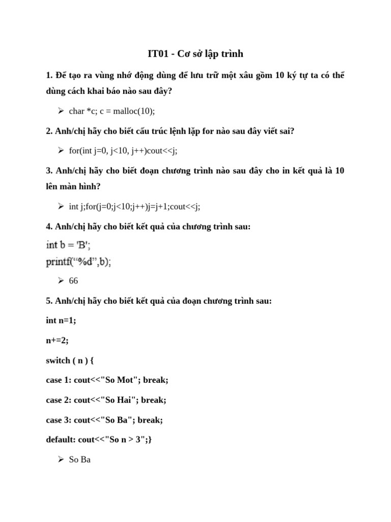 Lap Trinh Co So 1 | PDF