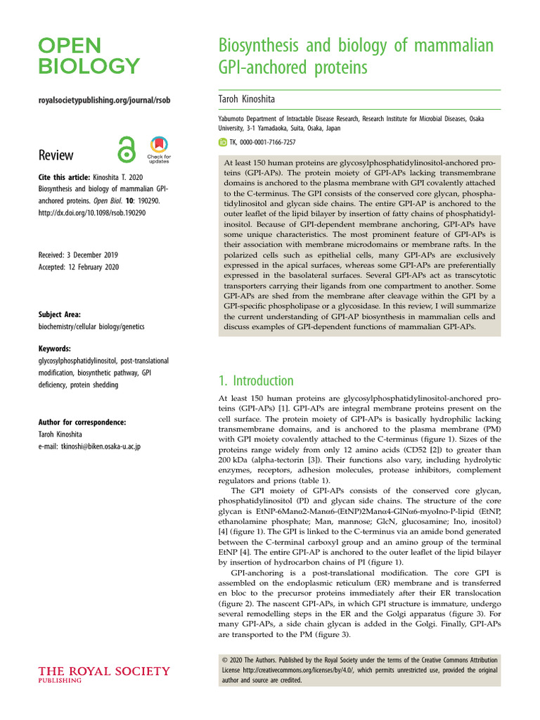 Biosynthesis and Biology of Mammalian | PDF