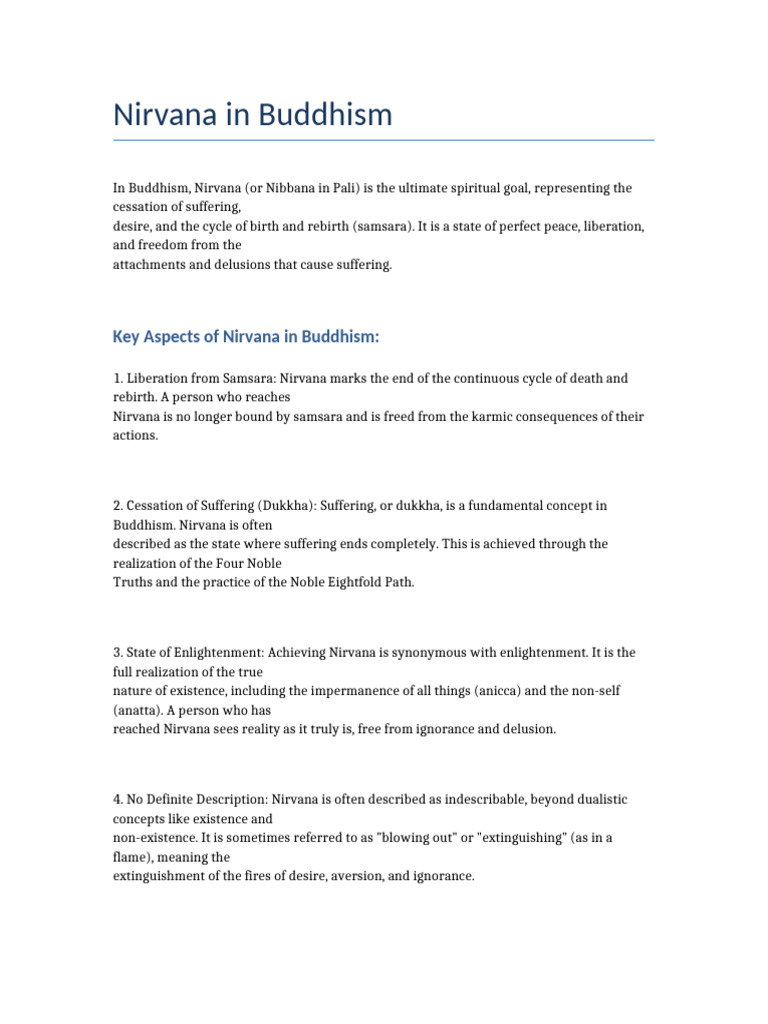 Nirvana in Buddhism | PDF
