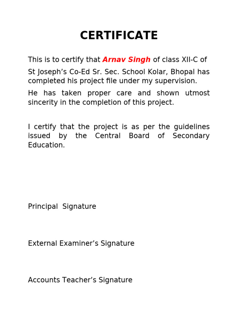 Business Project Certificate-3 | PDF