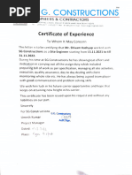 Civil Engineer Experience Certificate Word Format | PDF