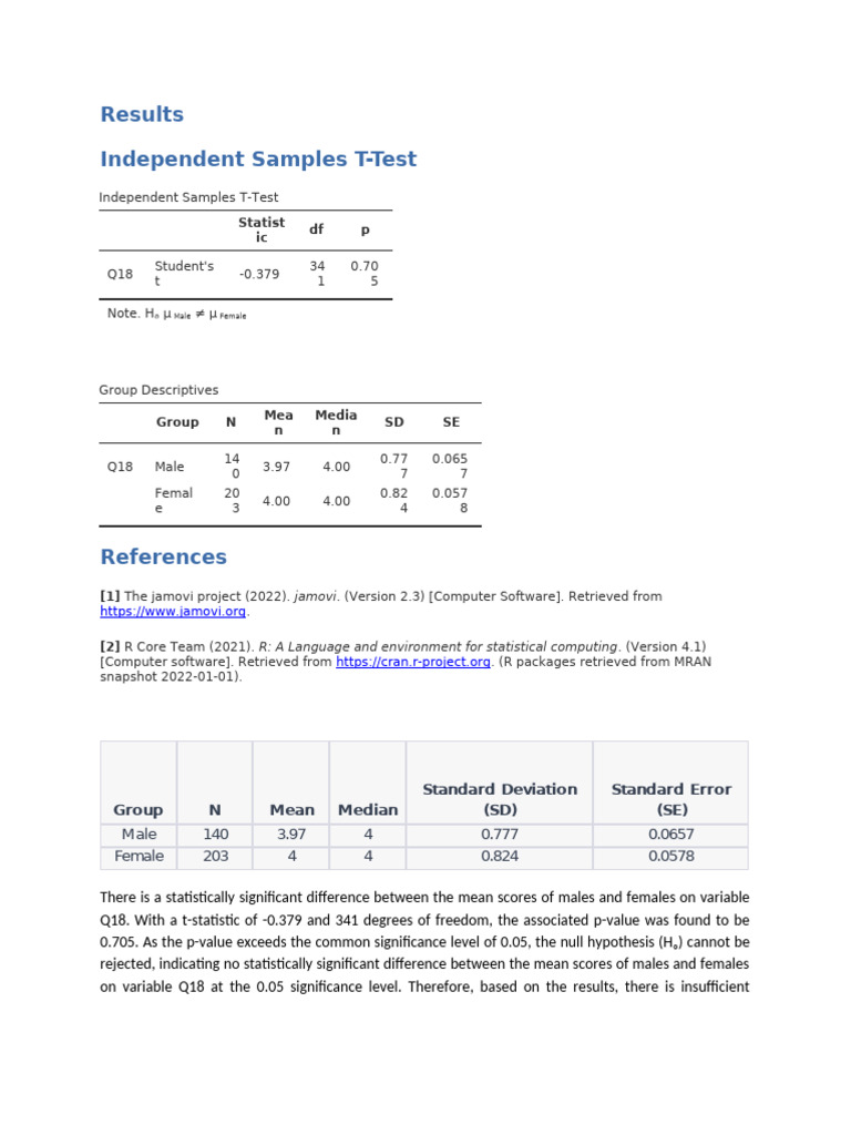 T-Test For Independent Samples | PDF | Statistical Significance ...