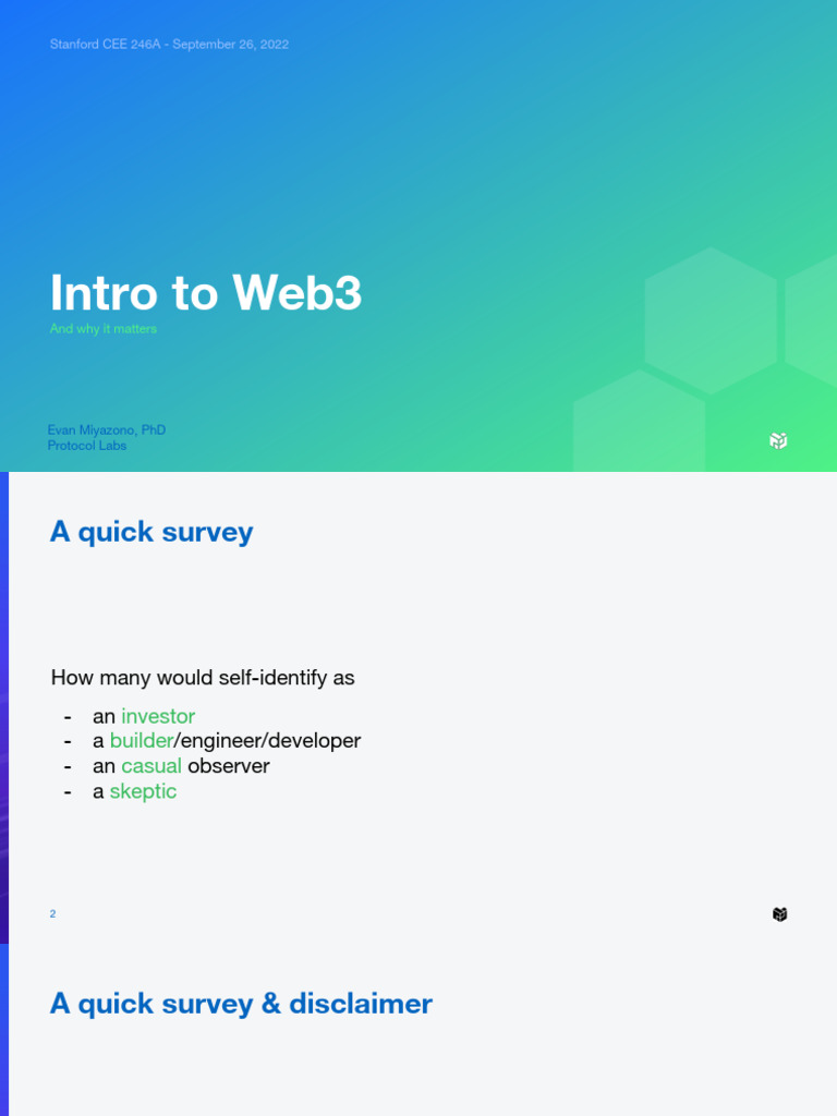 2022-09-26 Evan Intro To Web3, Stanford CEE246A | PDF