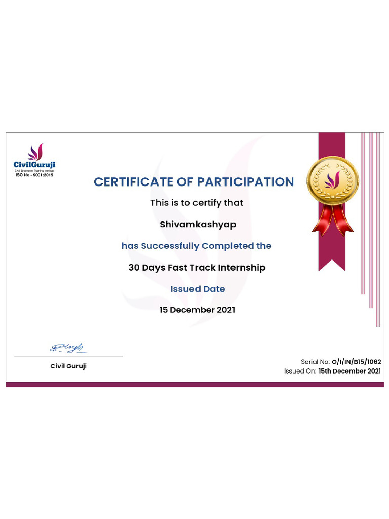 Intership Certificate | PDF