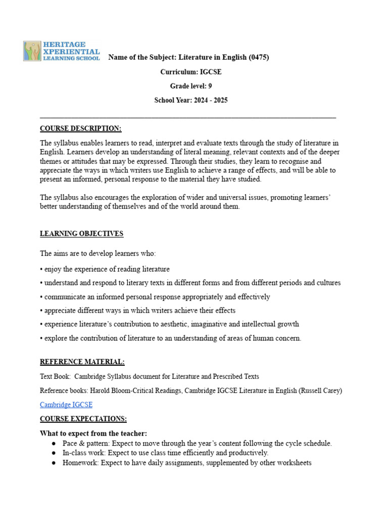 Course Outline English Literature | PDF | Poetry | Experience