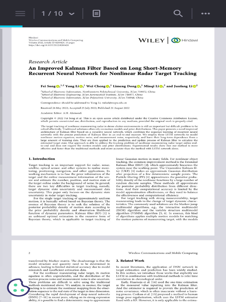 An Improved Kalman Filter Based On Long Short Memory Recurrent Neural