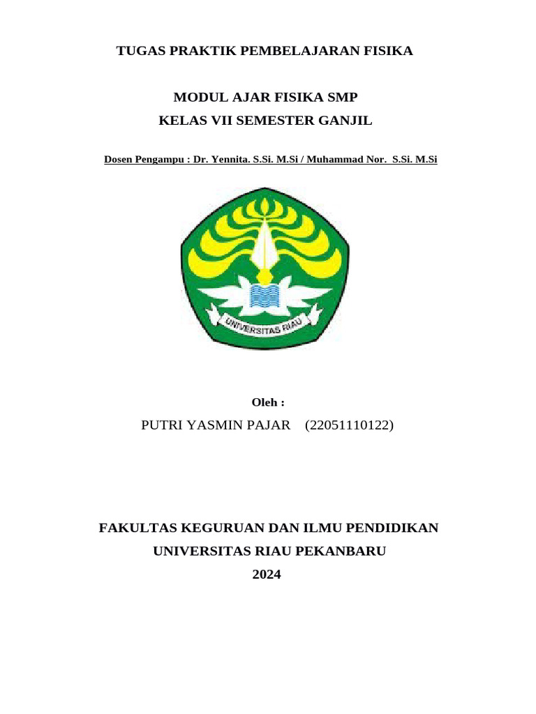Tugas Modul Listrik Statis - Putri Yasmin Pajar - 2205110122 | PDF