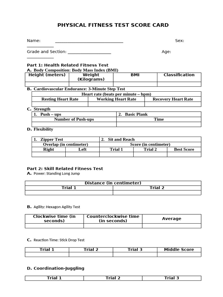 Pft Score Form | PDF
