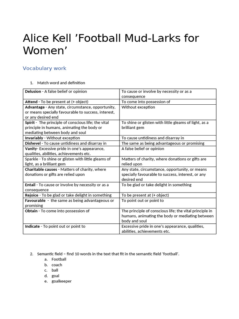 Football Mud-Larks For Women II | PDF
