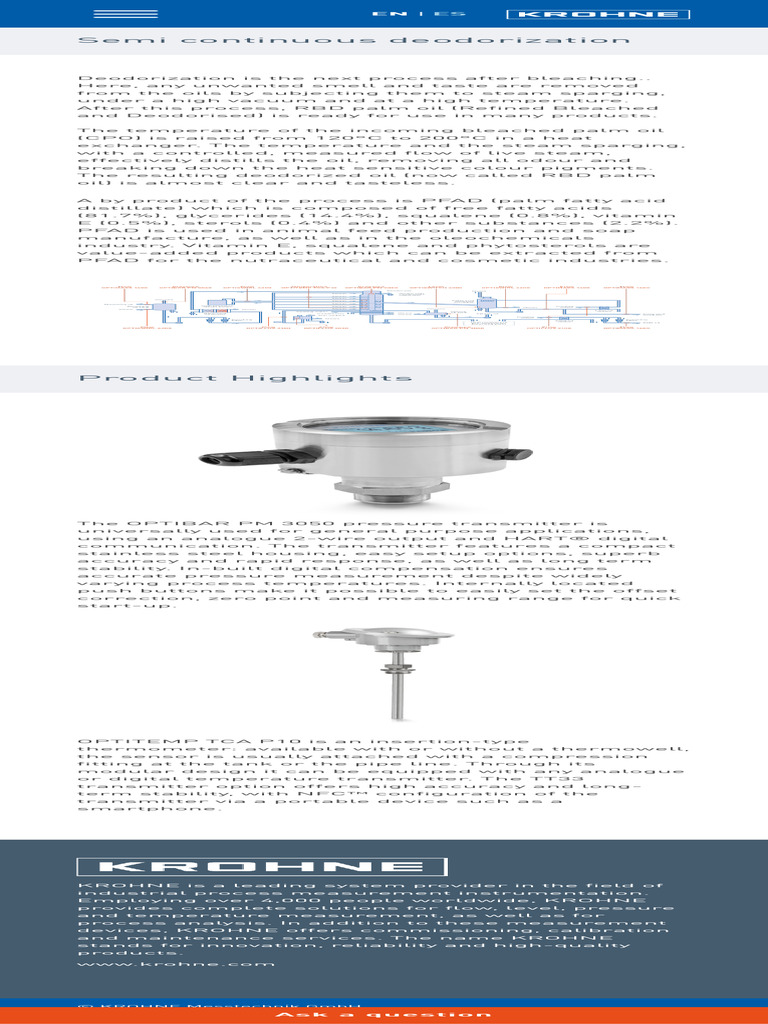 KROHNE Semi Cont. Deodorization | PDF