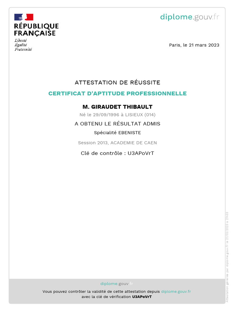Certificat D'aptitude Professionnelle | PDF