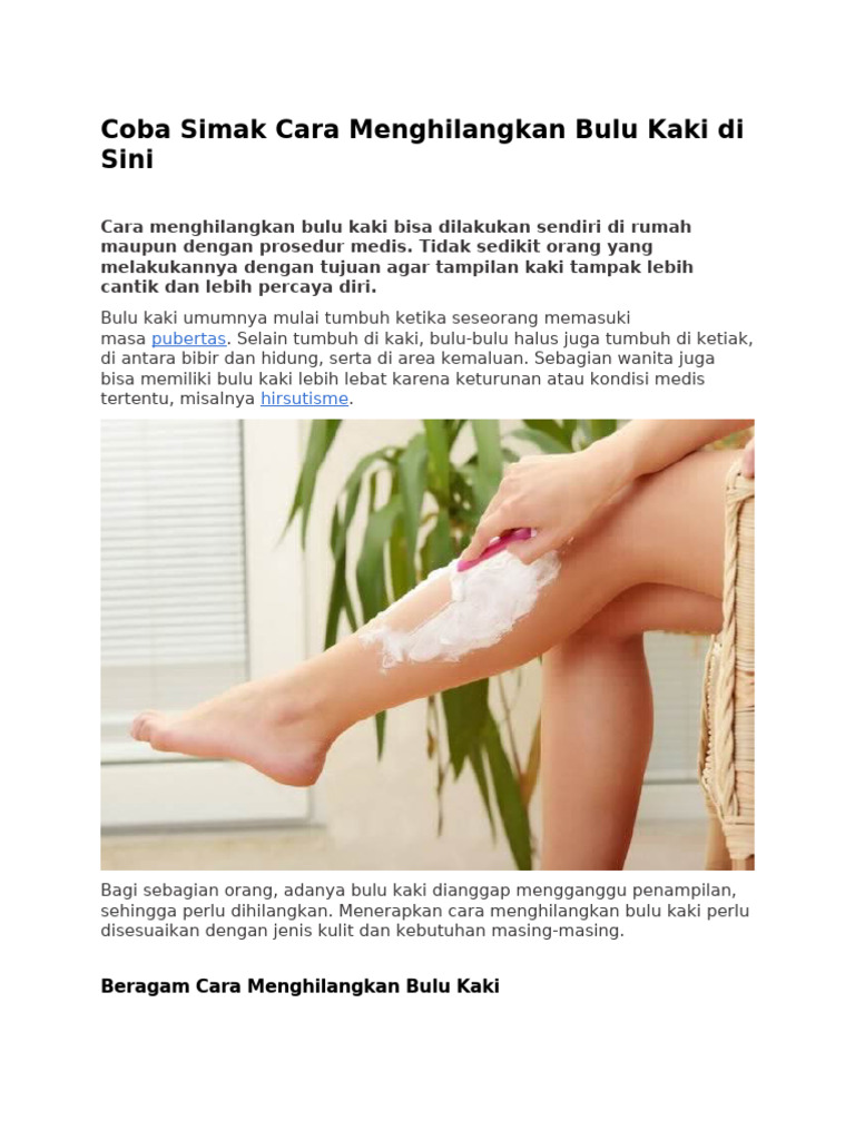 Coba Simak Cara Menghilangkan Bulu Kaki Di Sini | PDF