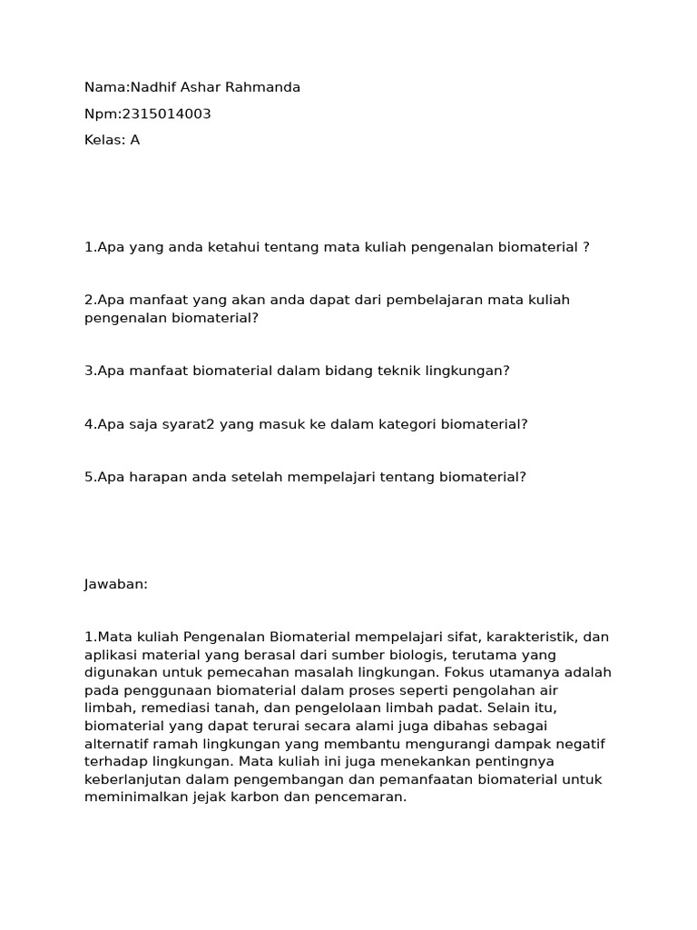 Nadhif Ashar Rahmanda - 2315014003 - Teknik Lingkungan - Kelas A | PDF