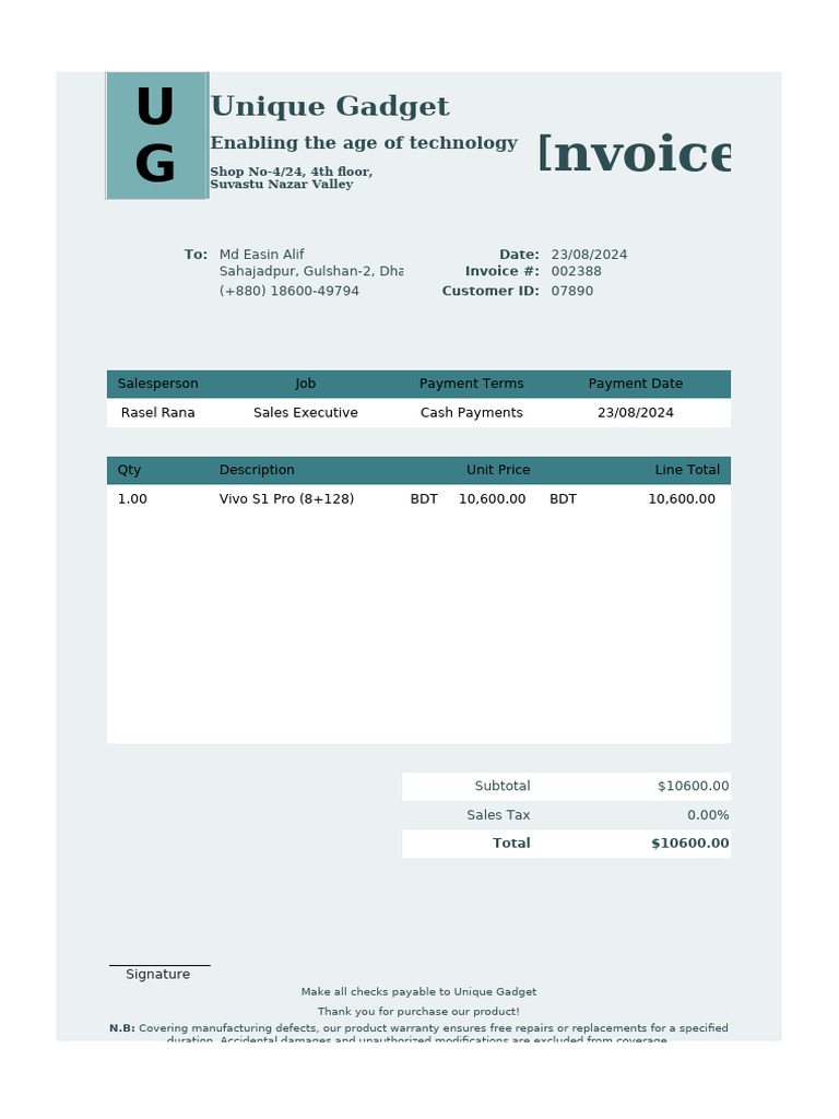 Redmi Note 12 Invoice | PDF