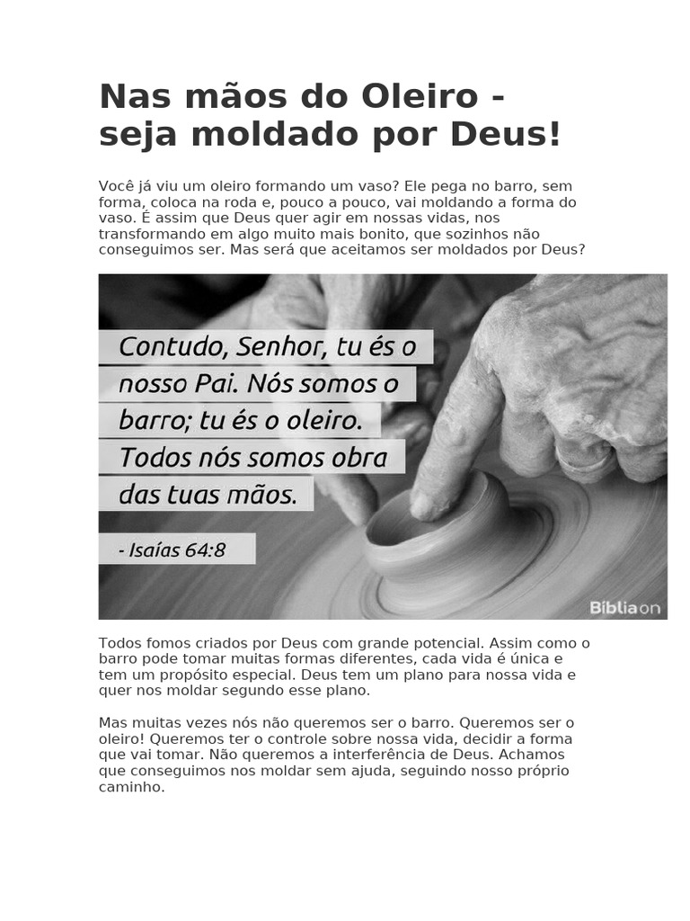 Nas Mãos Do Oleiro Pdf