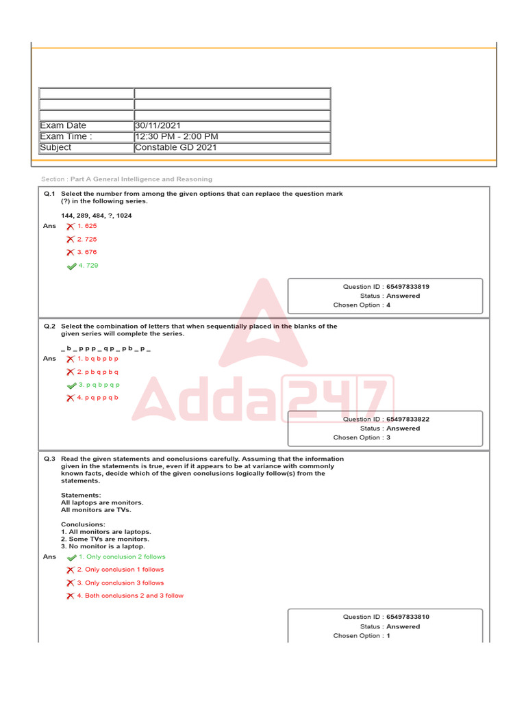 SSC GD Paper 2021 in English Set 04 1 | PDF