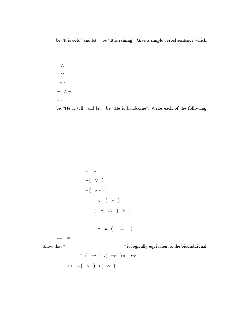 Chapter 2 Logic (TUTORIAL - QUESTIONS) | PDF
