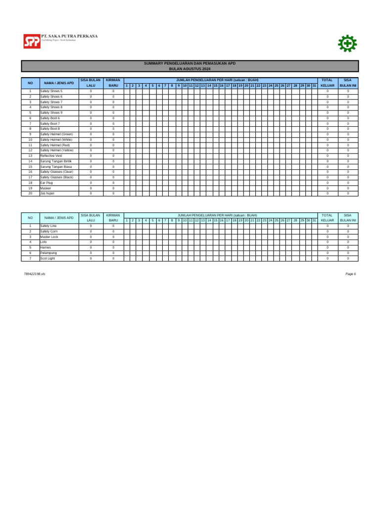 Form Pemasukan Dan Pengeluaran APD | PDF