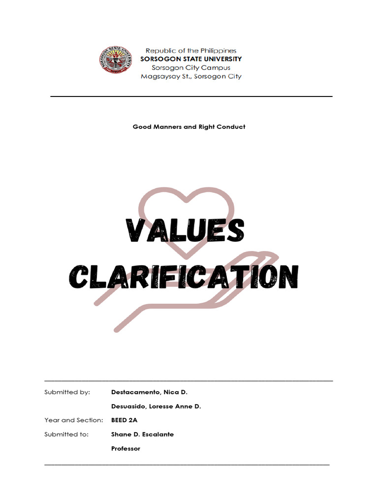 Gmrc-Topic3-Values Clarification-Desuasido Destacamento | PDF