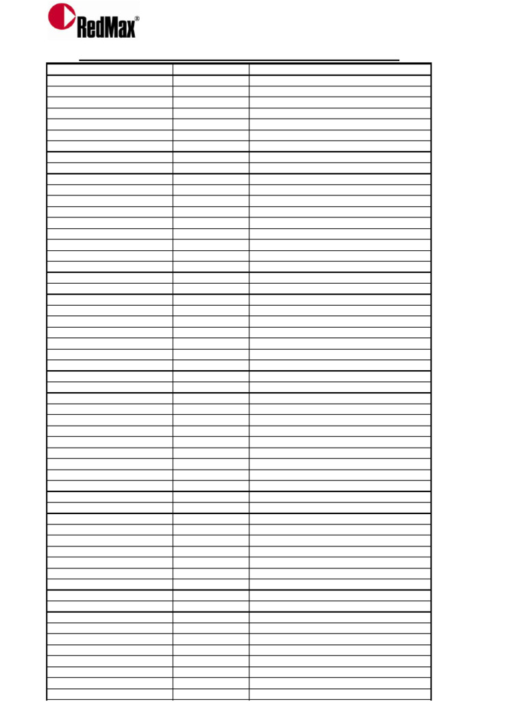 Redmax Part Number Cross Reference | PDF