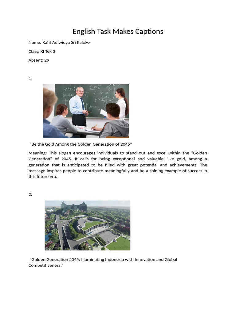 English Task Makes Captions | PDF