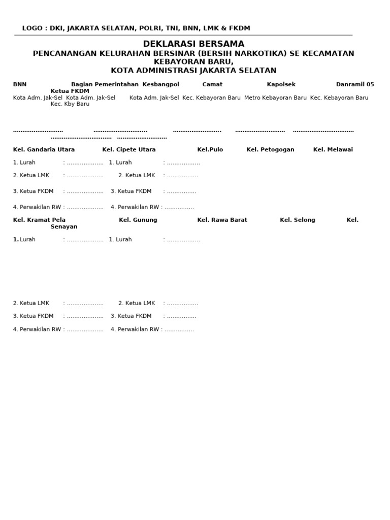 00 - Contoh Deklarasi Bersama | PDF