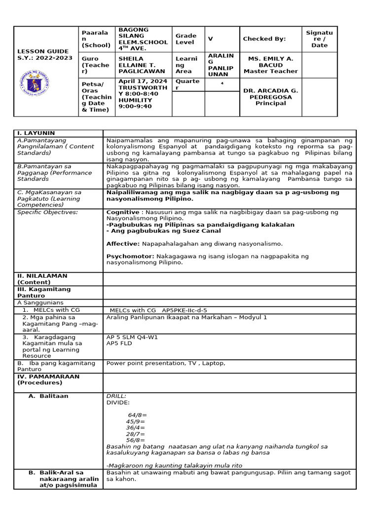 Ap 5-Q4-Cot 4 | PDF | Linguistics | Cognition