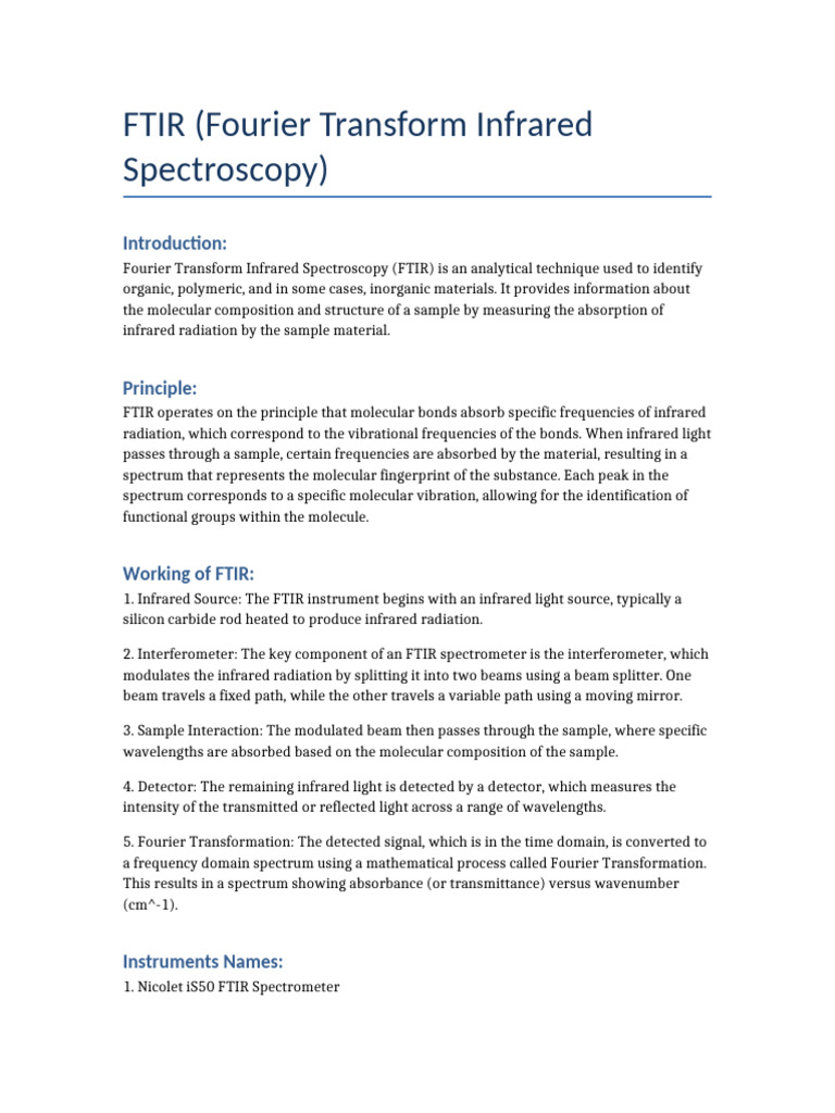 FTIR in Pharmaceutical Analysis | PDF