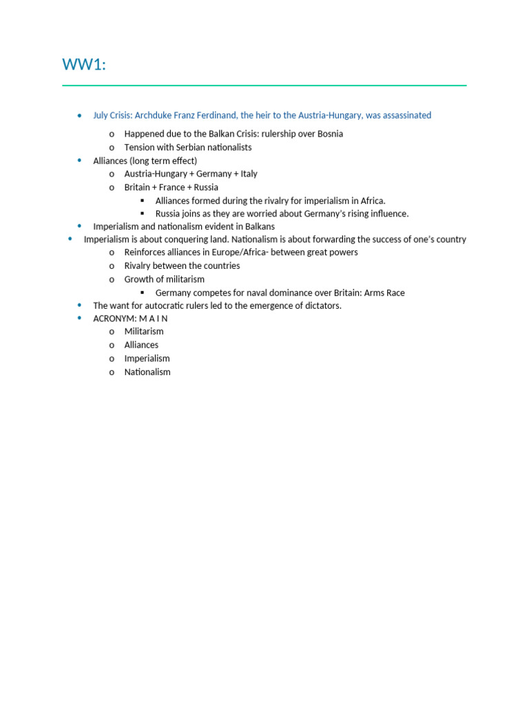 WWI Notes | PDF