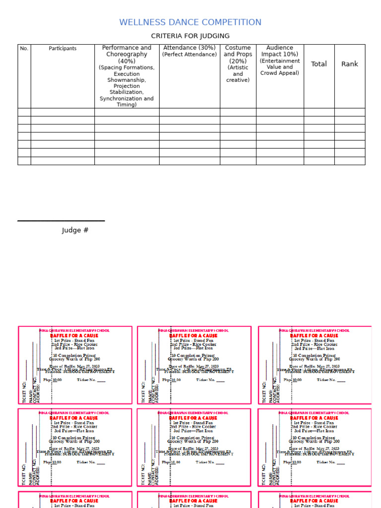 Criteria for judging (Wellness Dance Competition) | PDF