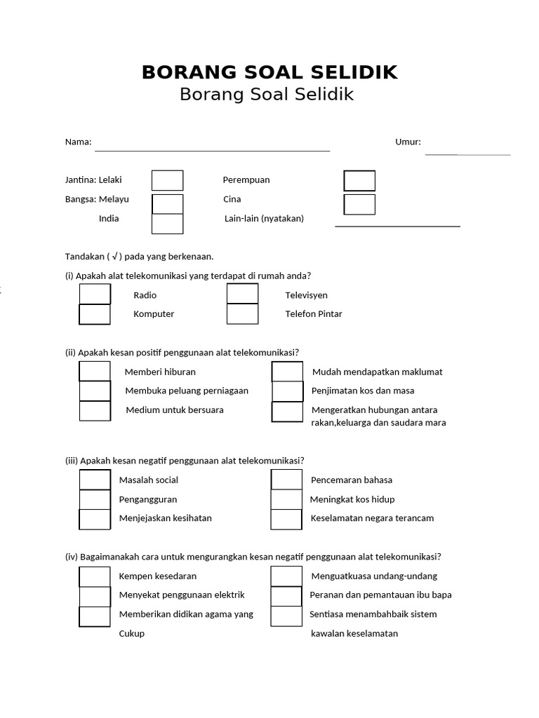 BORANG SOAL SELIDIK geografi 2024 form 2 | PDF