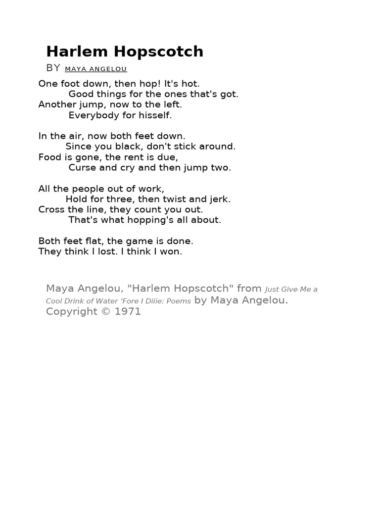 Harlem Hopskotch Poem | PDF
