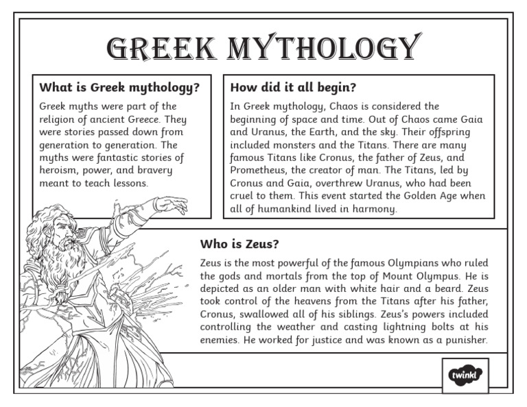 B&W Greek Mythology Informational Poster | PDF